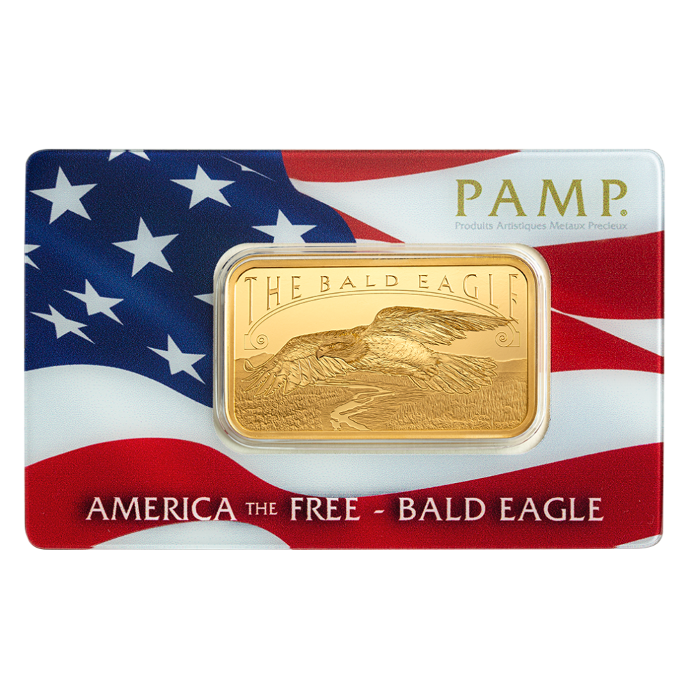 (New) Swiss Pamp America the Free Bald Eagle Gold 1 oz Bar | ゴールド市場ドットコム